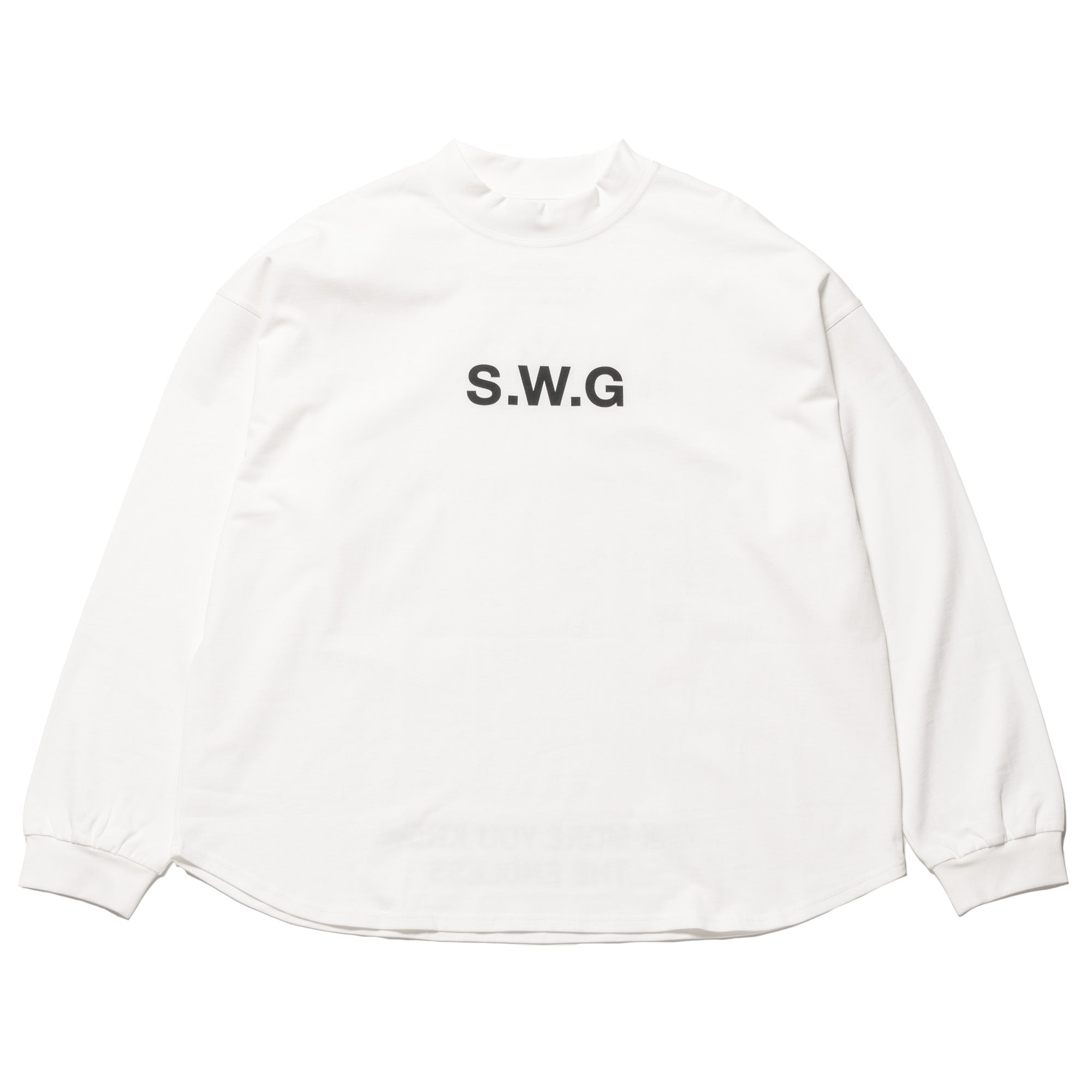 HI NECK LONG TEE, WHITE - THE SWINGGGR GOLFERS OUTFITS